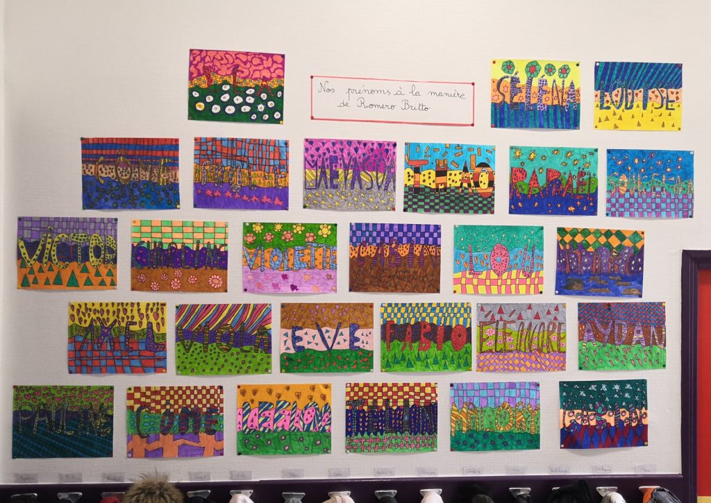 Mon prénom à la manière de Romero Britto - Institution Bayard - Ecole ...