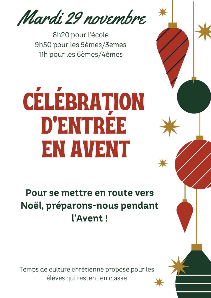 Entrée en Avent 2022 - Institution Bayard - Ecole et Collège à Grenoble